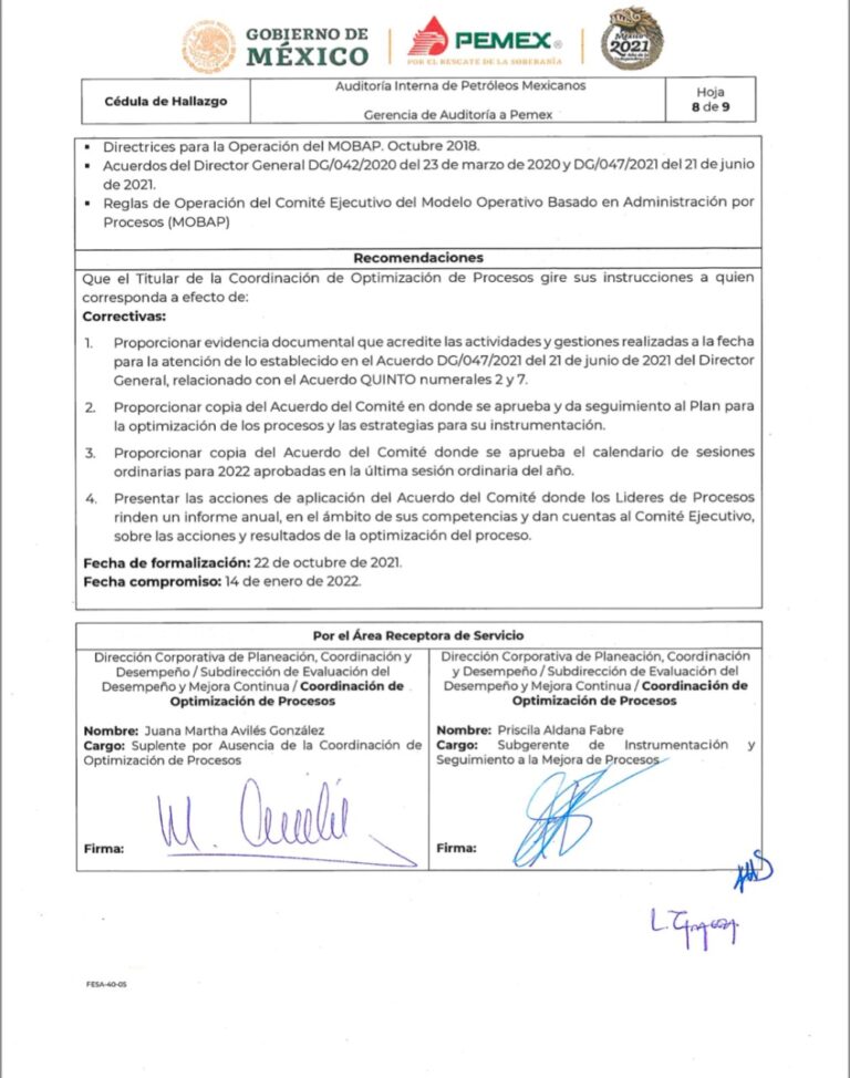 ¡TRABAS BUROCRÁTICAS IMPACTAN EL MOBAP PEMEX!: AUDITORÍA INTERNA – LINO ...