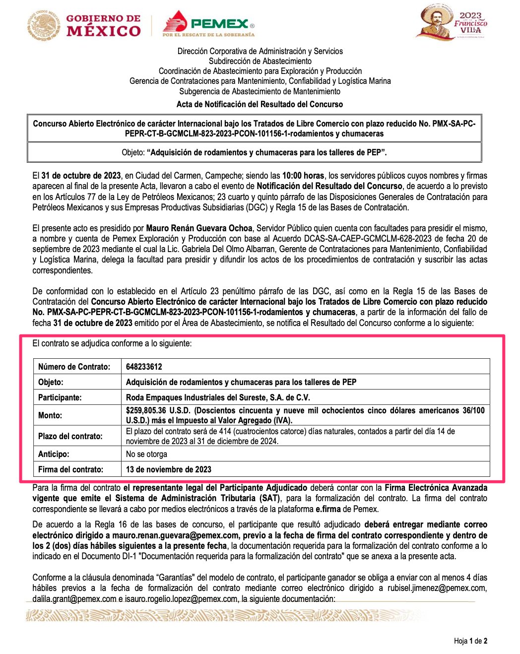 LE ENTREGA PEMEX OTRO CONTRATO A RODA EMPAQUES DE LEY LOMELÍ – LINO ...